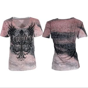 Affliction | Tops | Affliction Womens Tshirt Turquoise Pass Vneck Biker ...